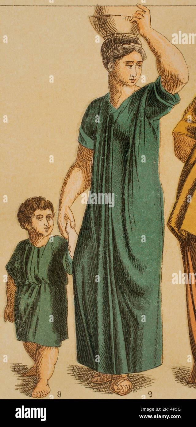 Roman Age. Costume. From left to right: 8- Boy in short-sleeved tunic ...
