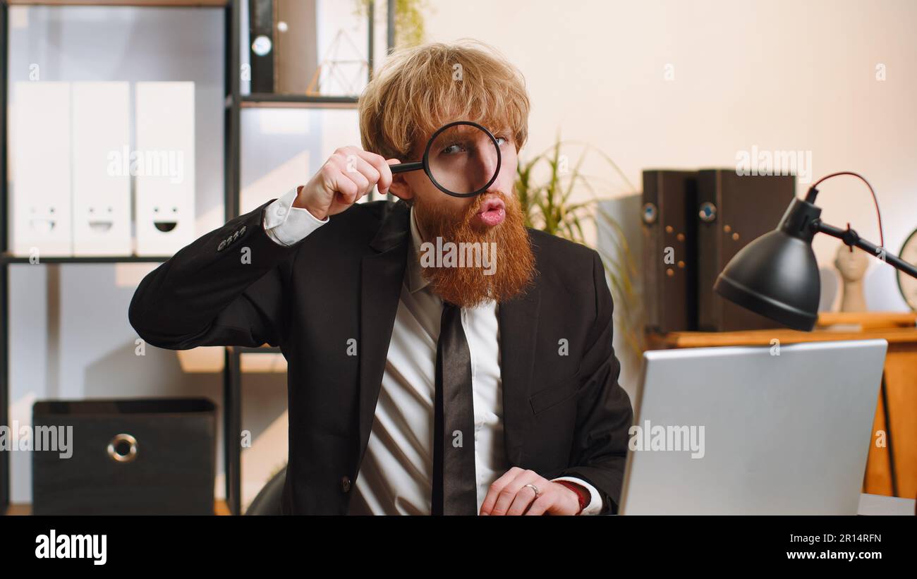 Investigator researcher scientist businessman working at home office ...