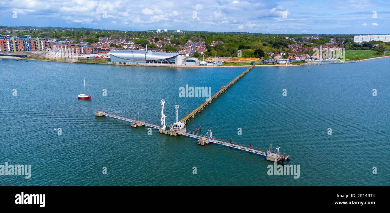 Pipeline on a jetty in the Port of Southampton on the Channel coast in ...