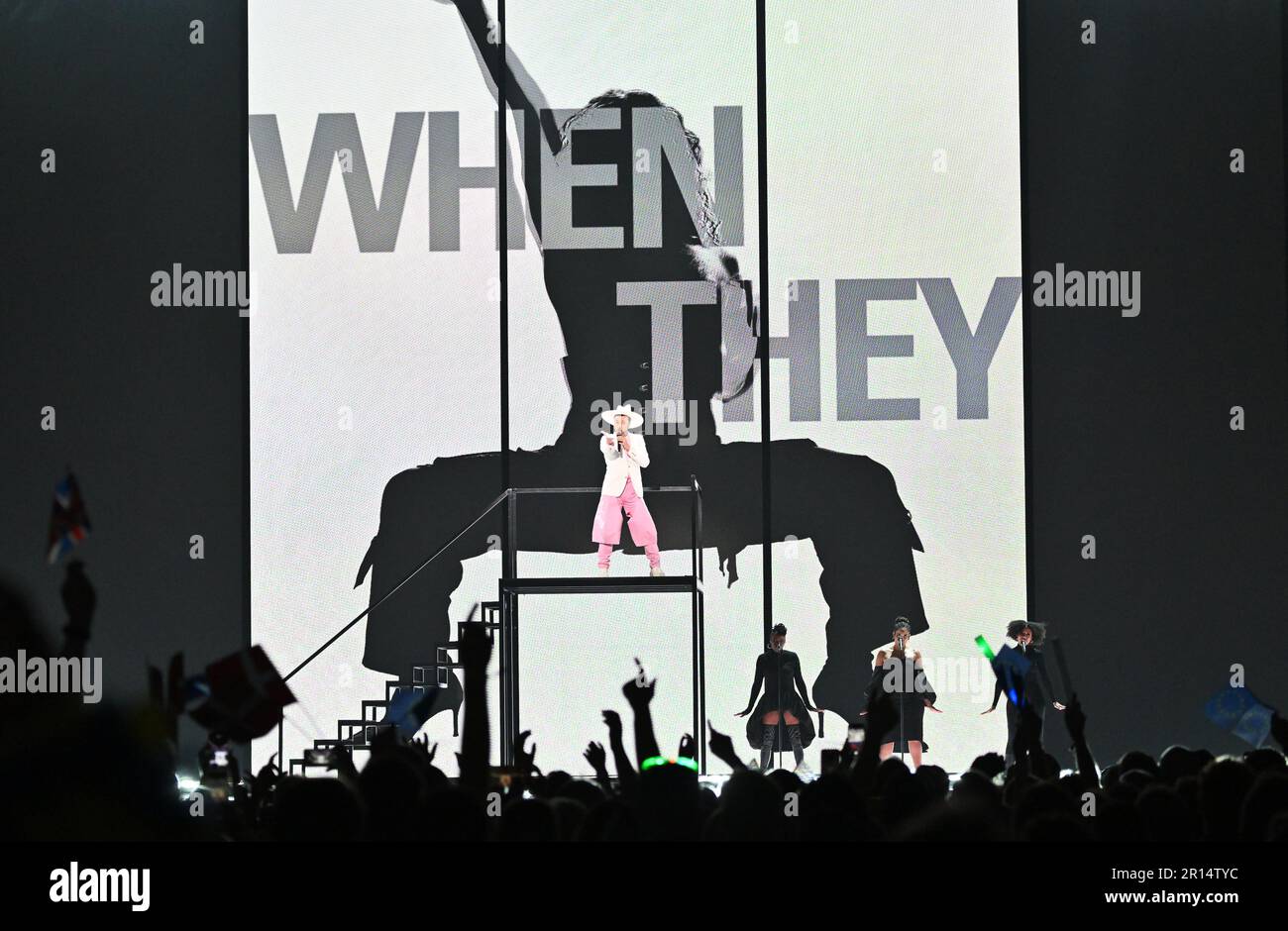 Liverpool, UK. 11th May, 2023. Gustaph from Belgium sings "Because Of ...