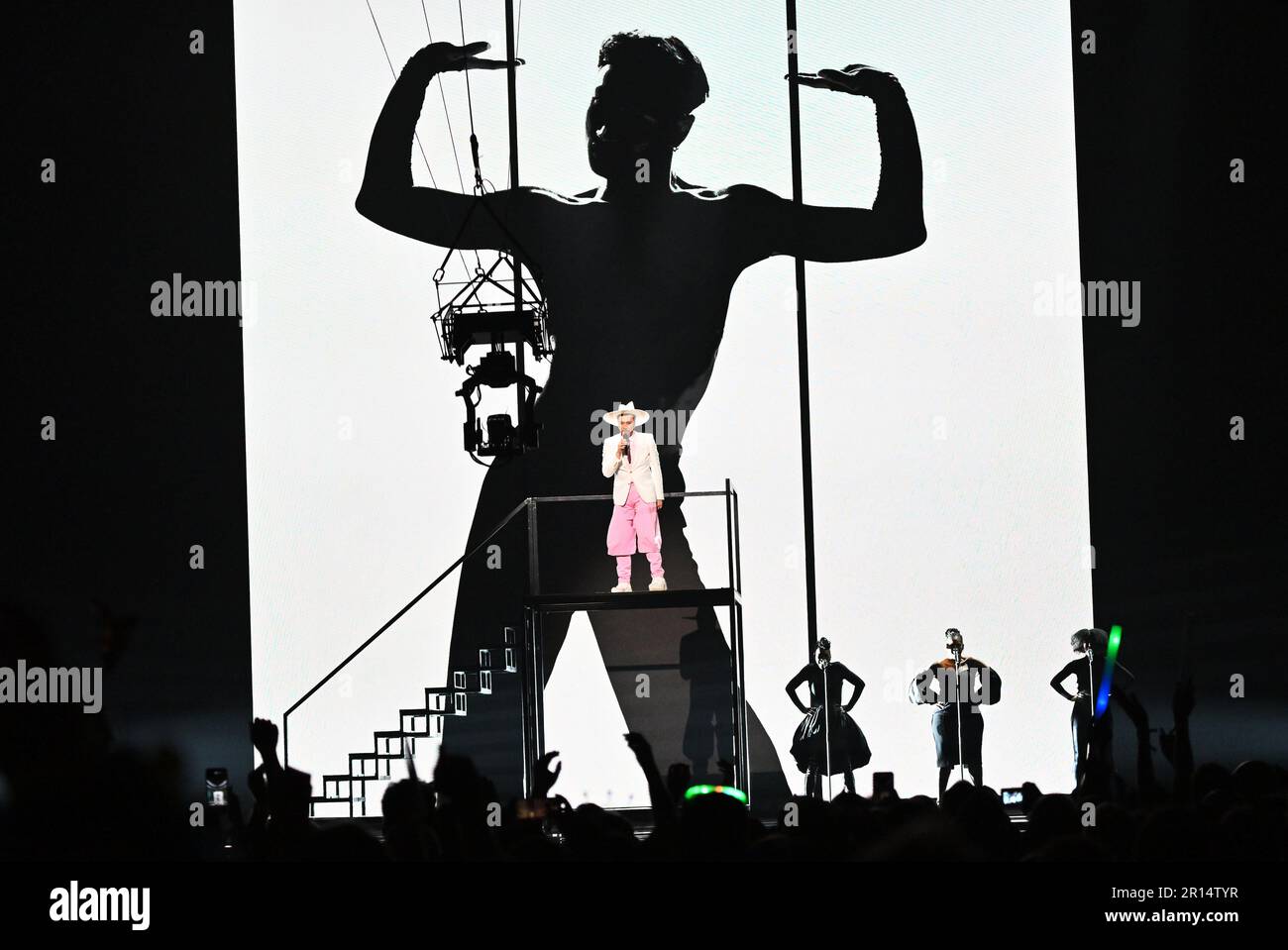 Liverpool, UK. 11th May, 2023. Gustaph from Belgium sings "Because Of ...
