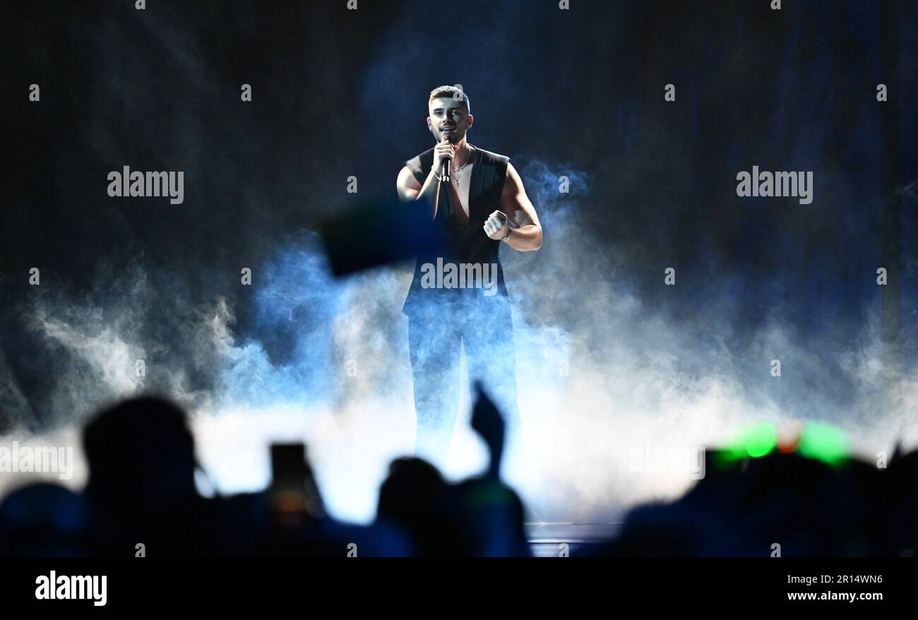 Liverpool, UK. 11th May, 2023. Andrew Lambrou from Cyprus sings "Break ...