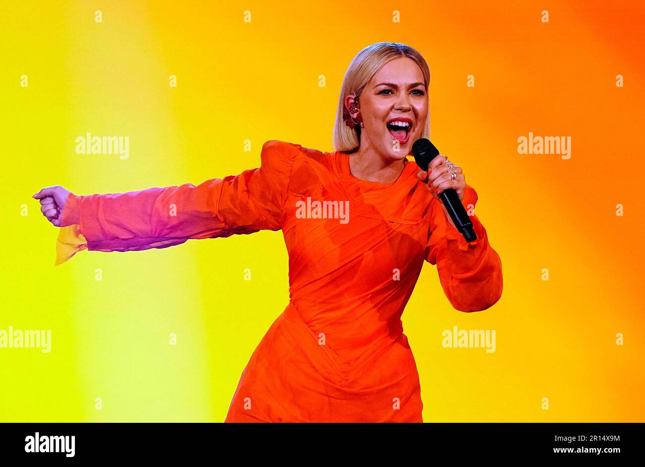 Lithuania entrant Monika Linkyte performing during the semi-final 2 of ...