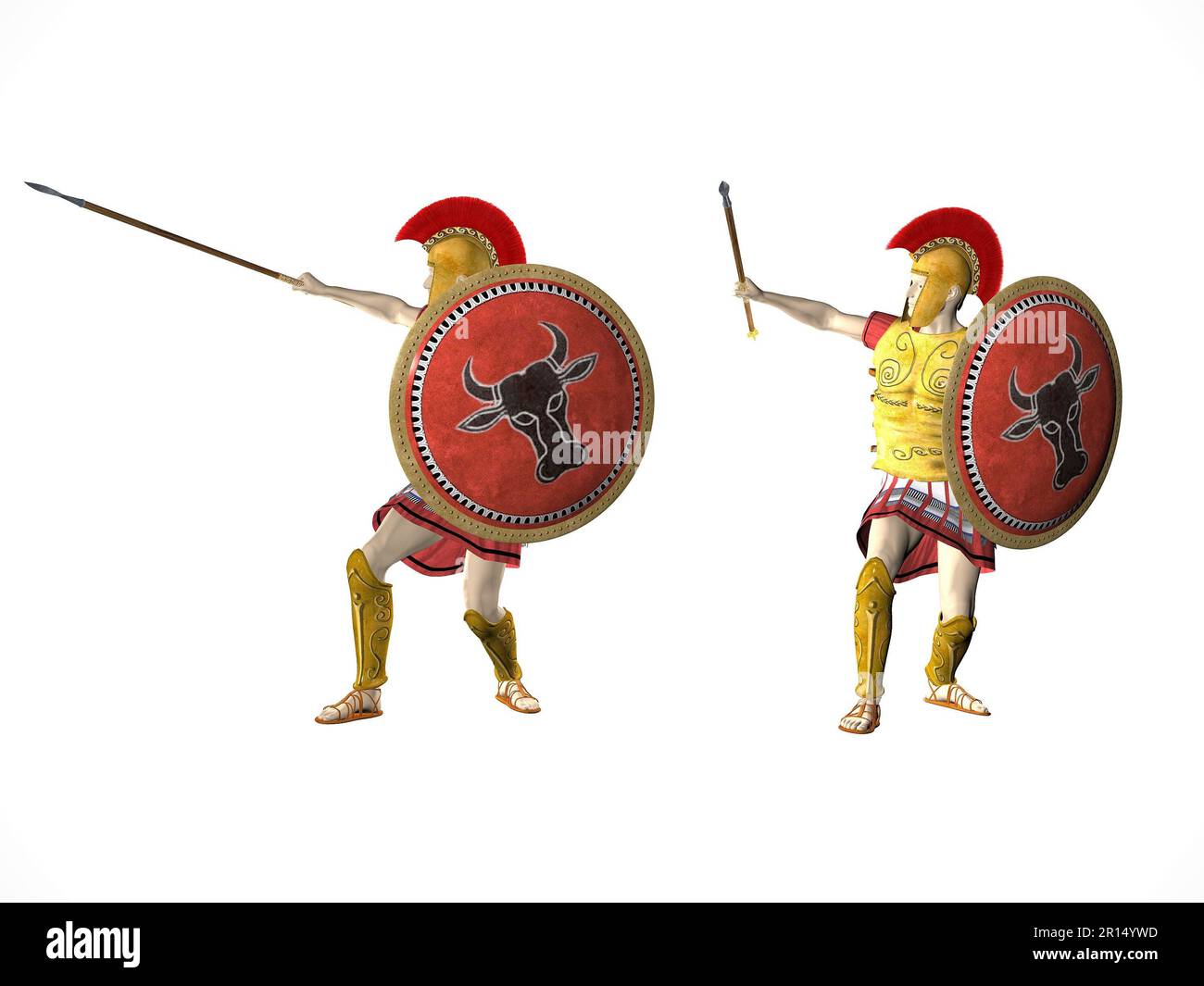 Illustration of two Spartan warriors advancing isolated on white Stock ...