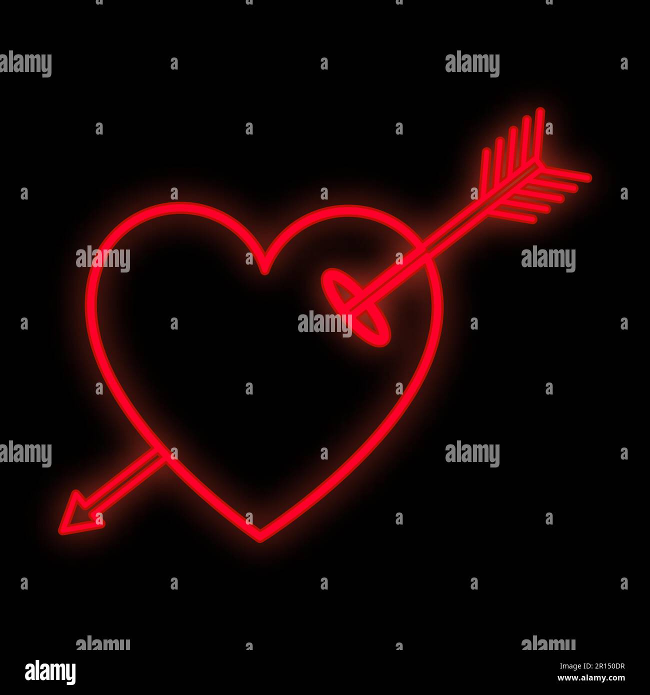 Bright luminous red festive digital neon sign for a store or card ...