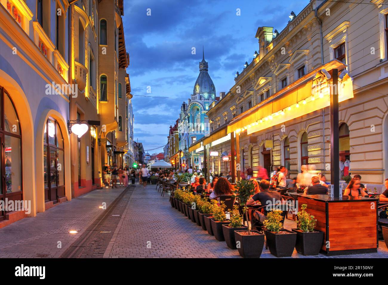 Evening along Republic Walkway (Calea Republicii) featuring the iconic ...