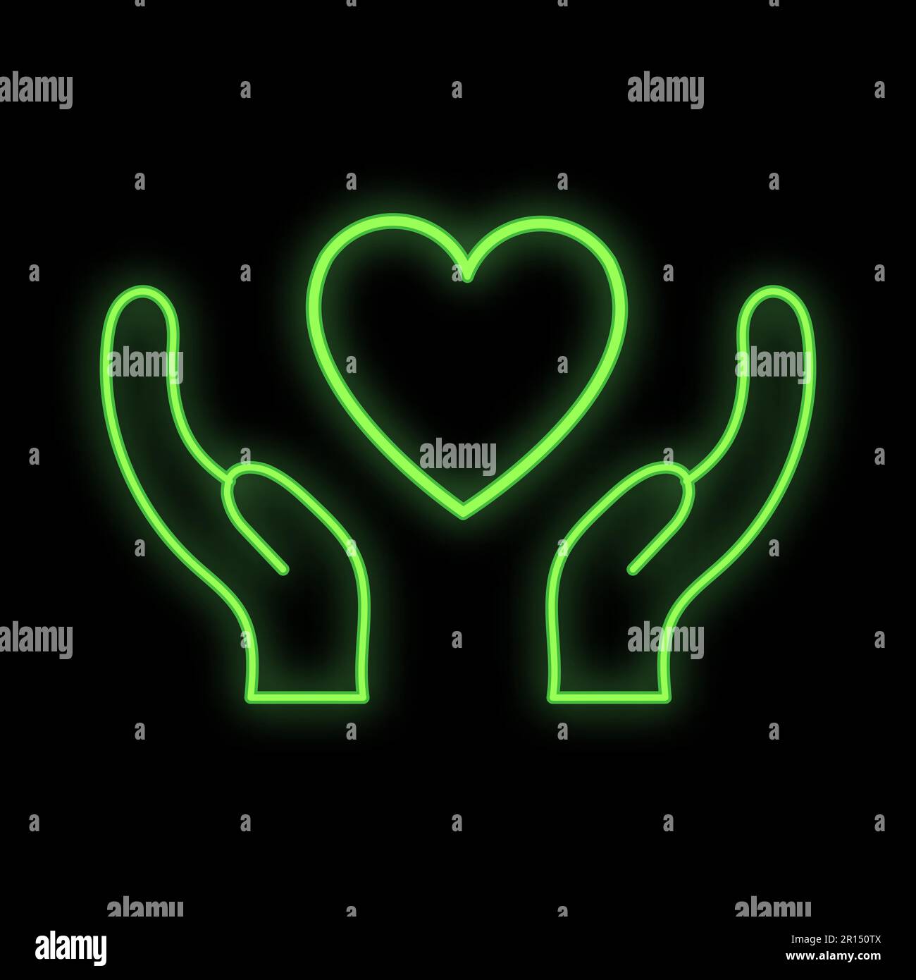 Neon Hearts Green