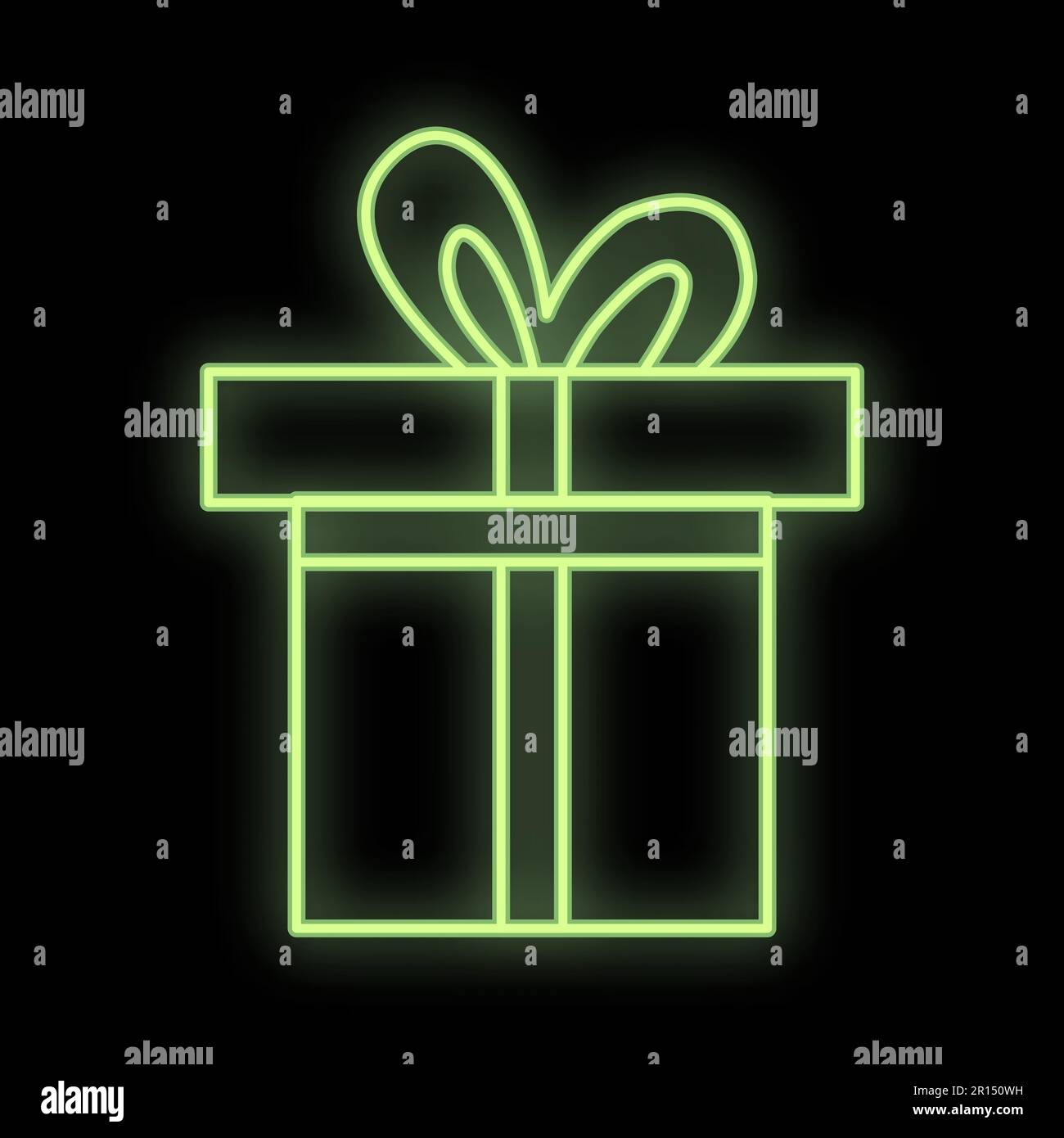 Bright luminous green festive digital neon sign for a store or card ...