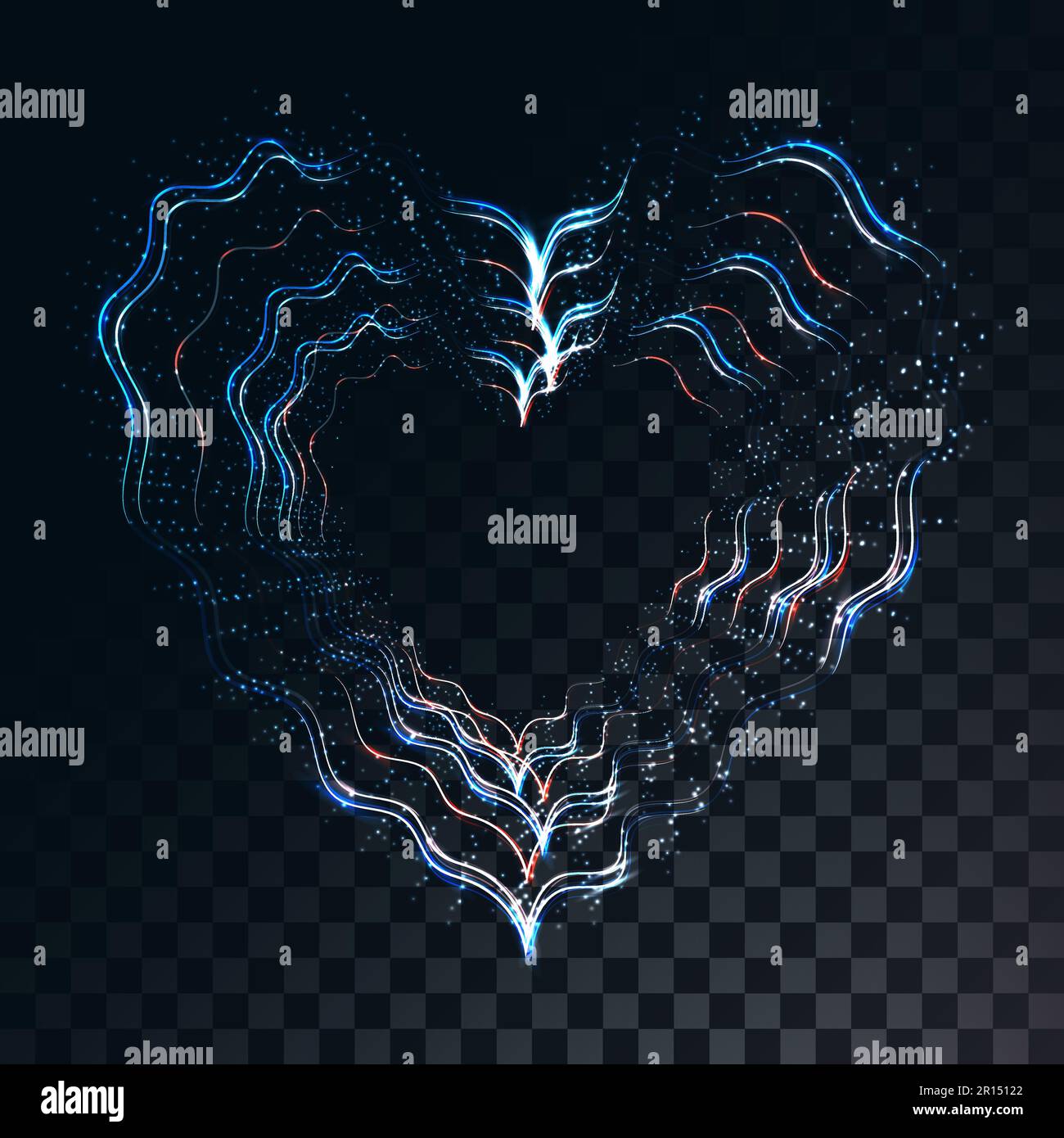 Beautiful brilliant abstract energetic magical electric heart on a ...