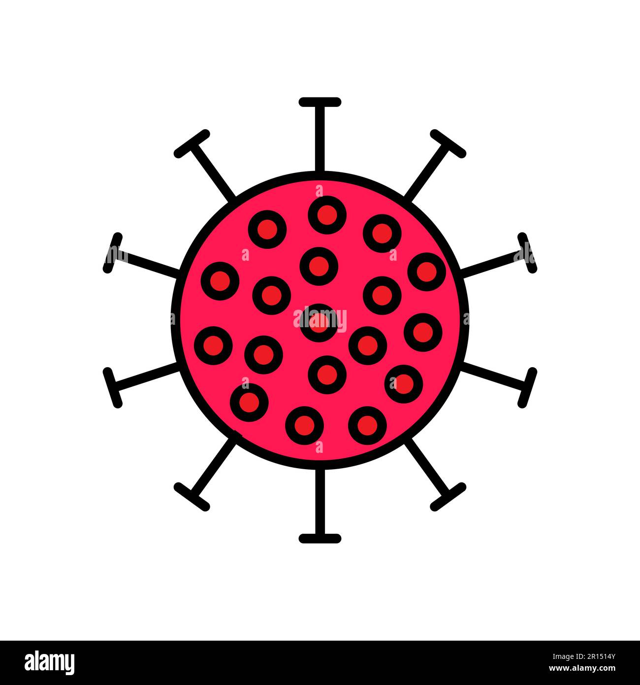 Red icon of medical Chinese virus microbe dangerous deadly strain covid ...