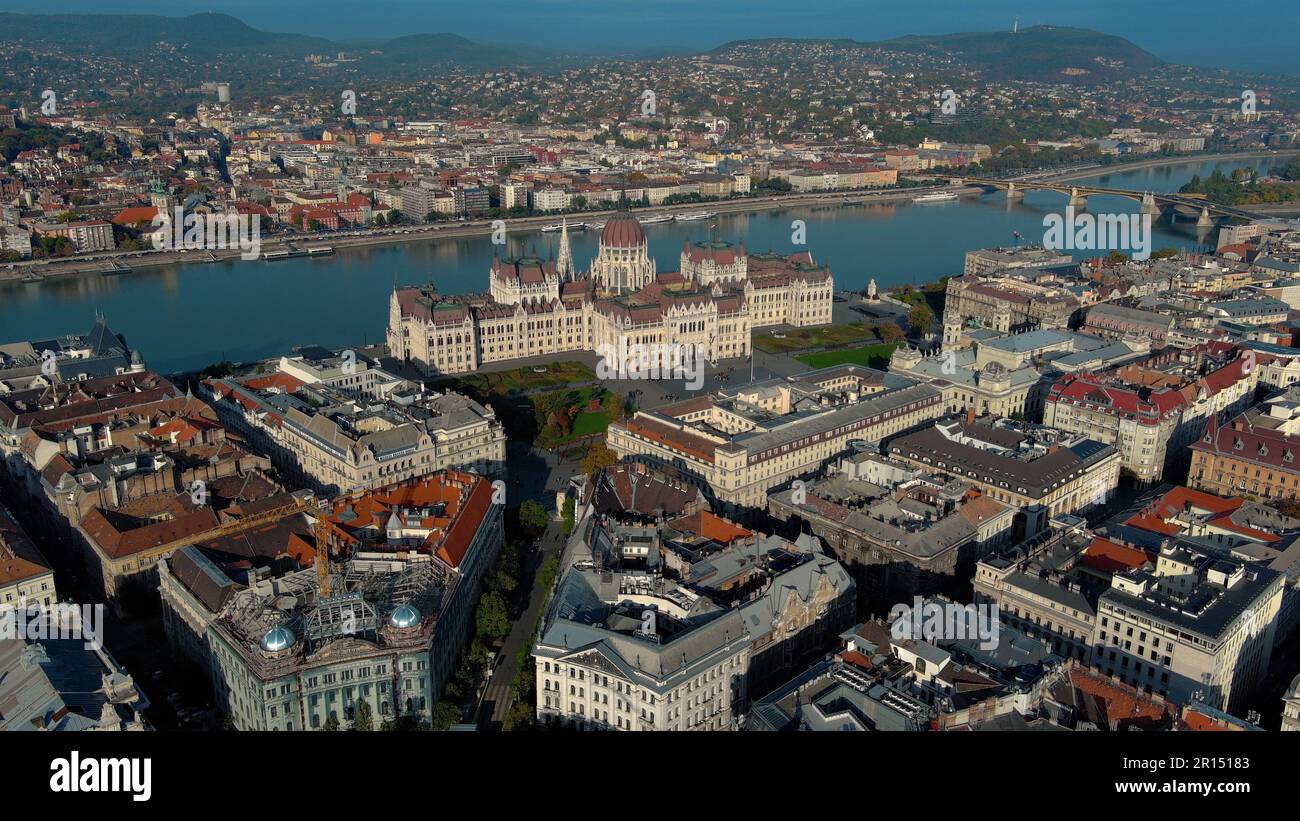 Aerial view of Hungarian Parliament Building in Budapest. Hungary ...