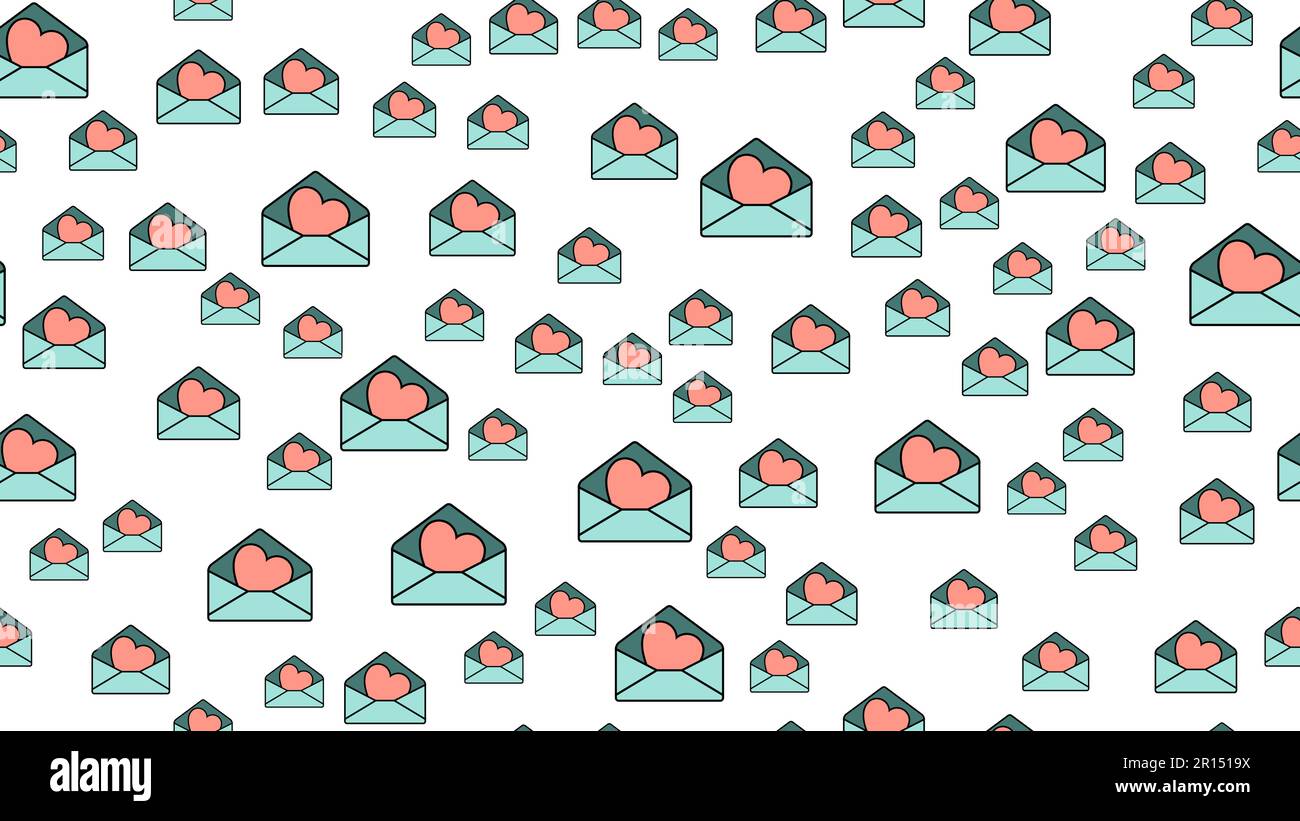 Texture seamless pattern of flat icons of mail envelopes with hearts ...