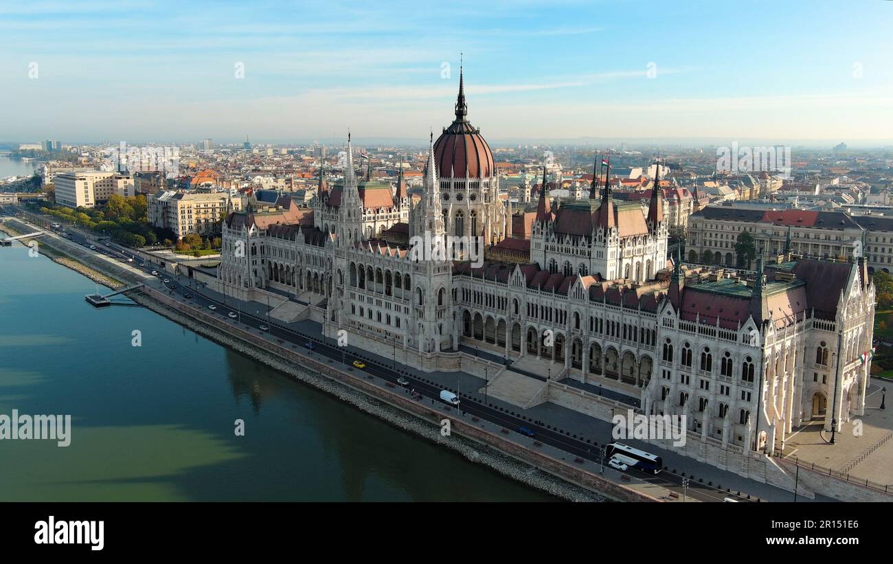Aerial view of Hungarian Parliament Building in Budapest. Hungary ...
