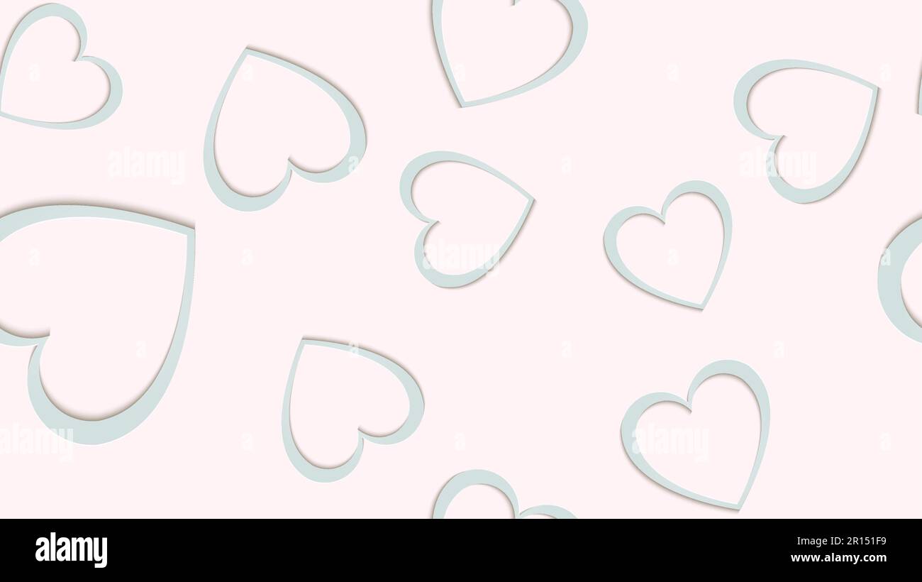 Texture, seamless pattern of white 3d volumetric hearts cut out of ...