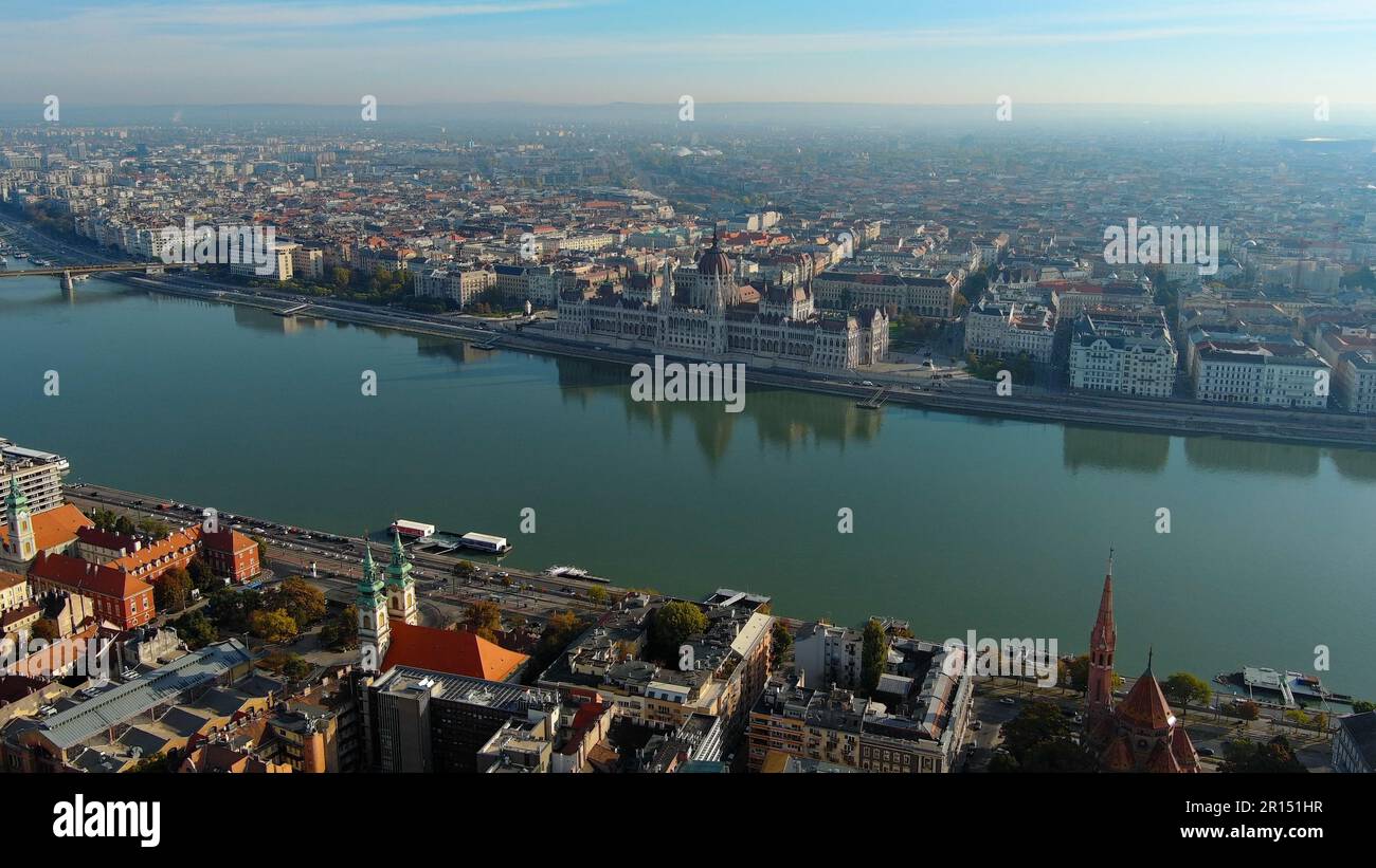 Aerial view of Hungarian Parliament Building in Budapest. Hungary ...