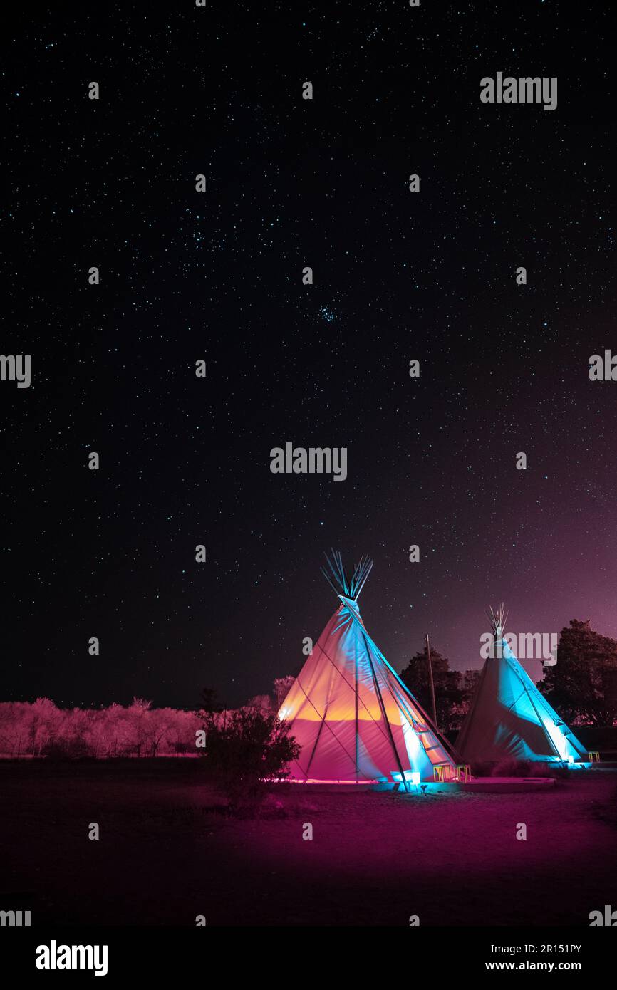 Teepees Under Night Sky Full of Stars in Marfa, Texas Stock Photo - Alamy