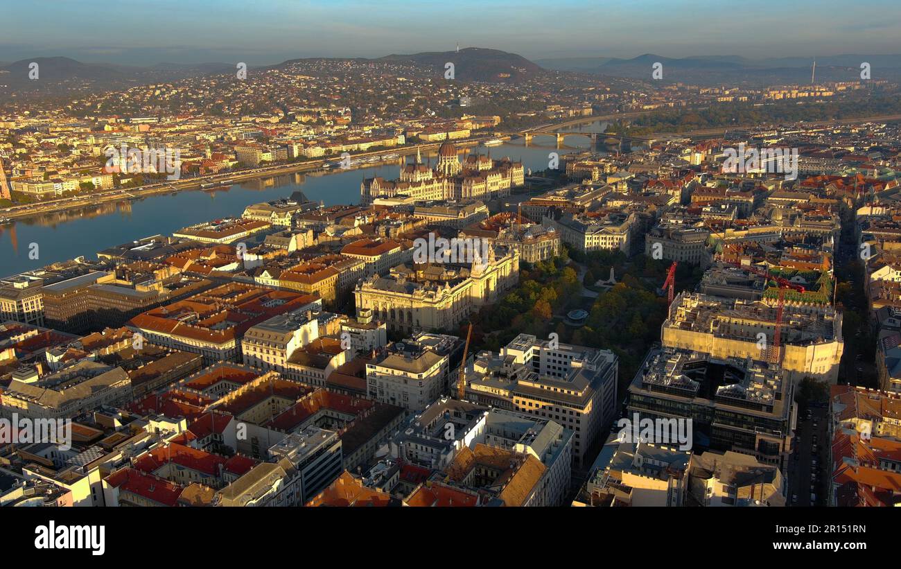 Aerial view of Hungarian Parliament Building in Budapest. Hungary ...