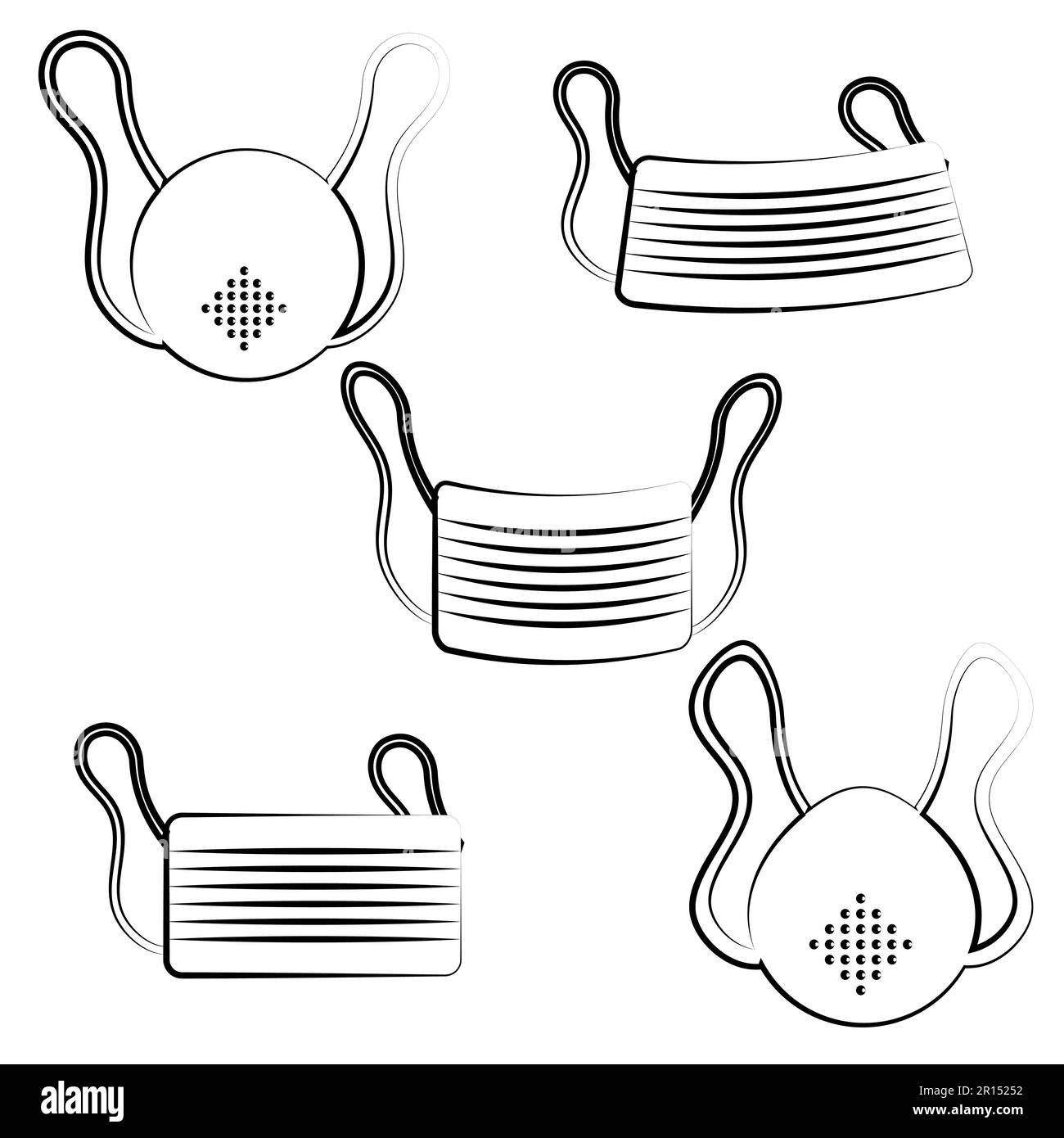 A set of black and white icons of protective gauze paper medical ...