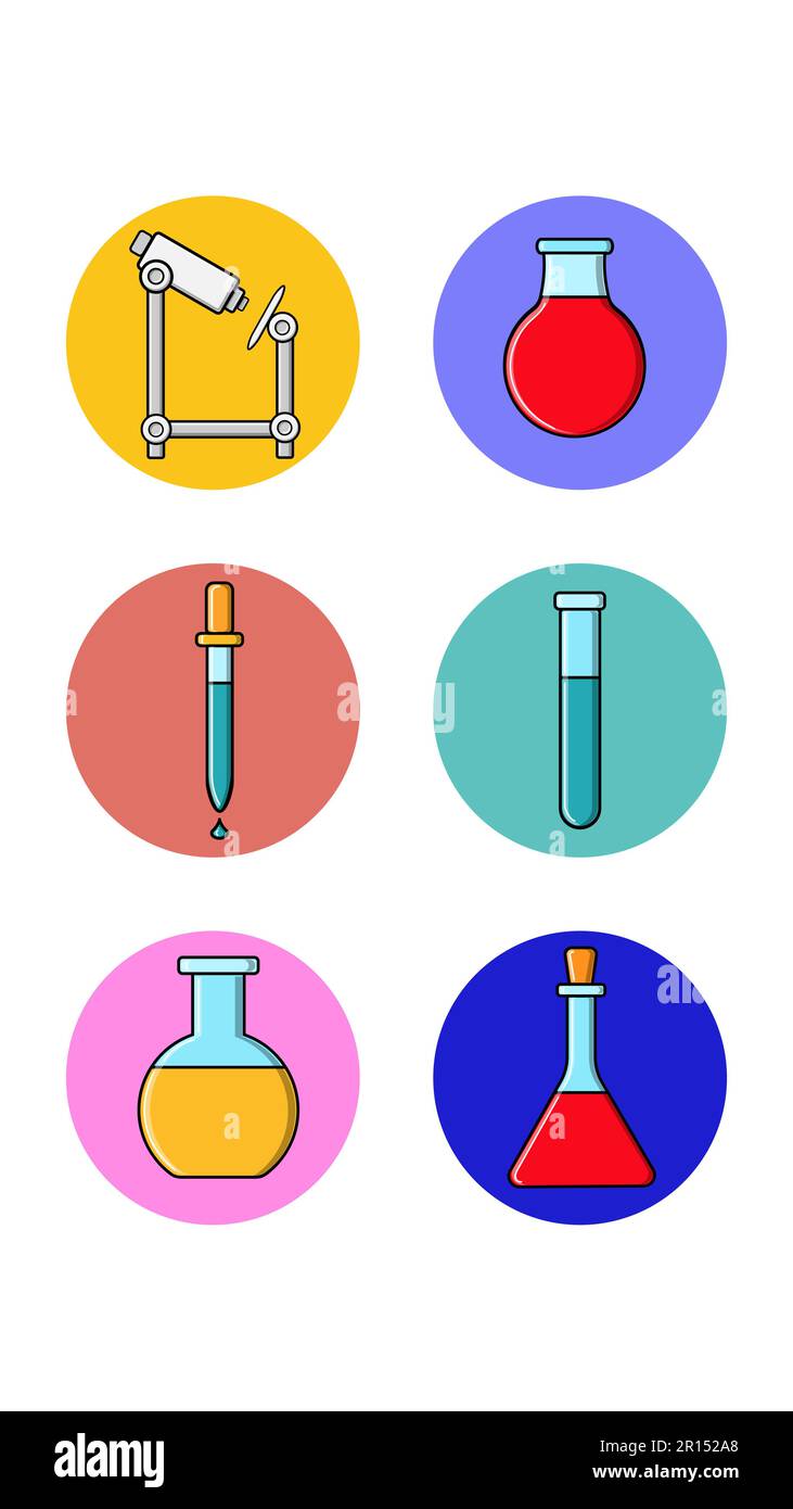 Set of six round icons for topical with medical medical pharmacological ...