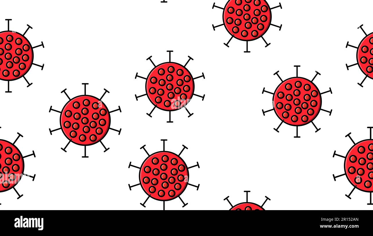 Endless seamless pattern of red dangerous infectious deadly respiratory ...