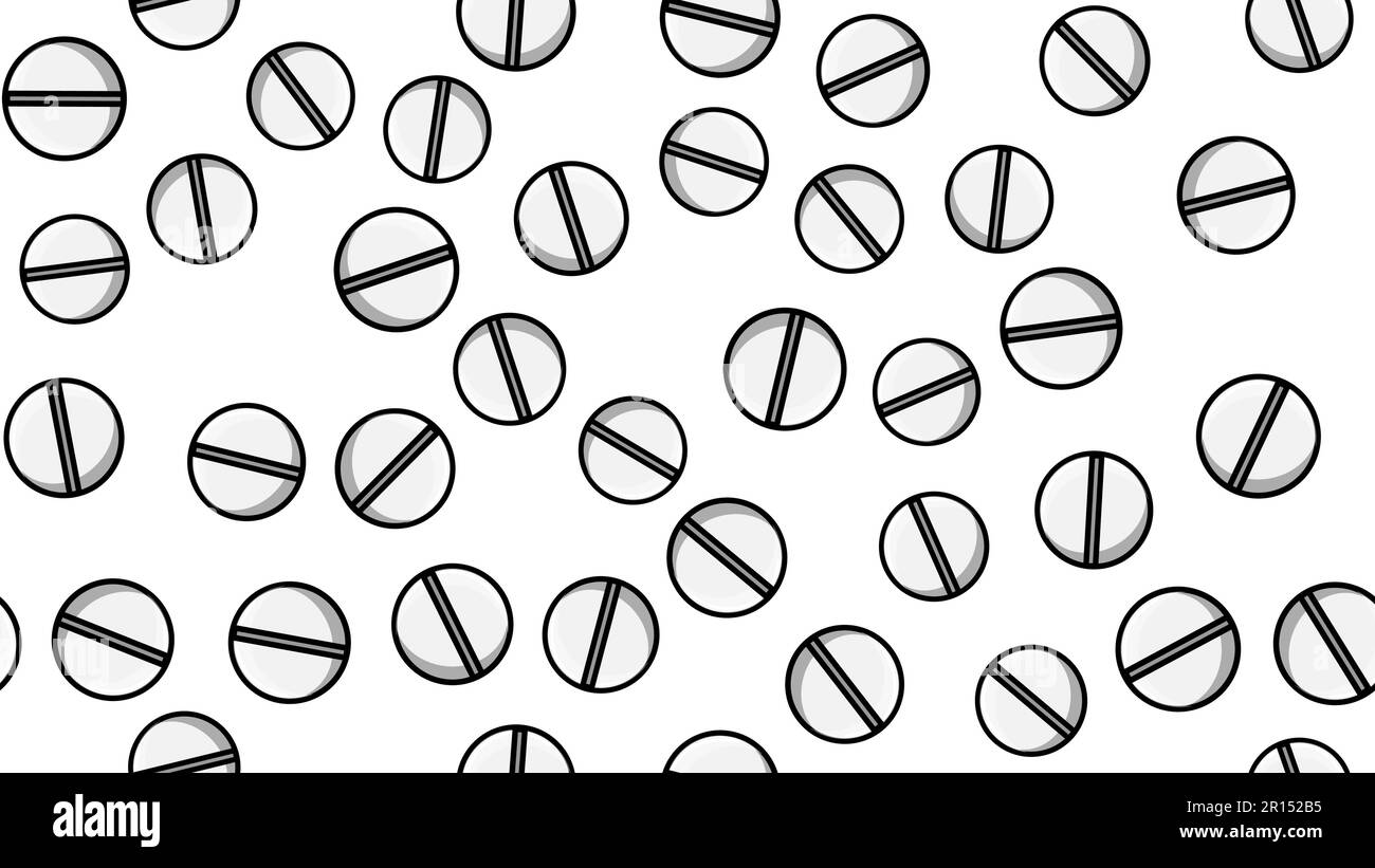 Seamless pattern texture of red round white medical pharmacetic pills ...