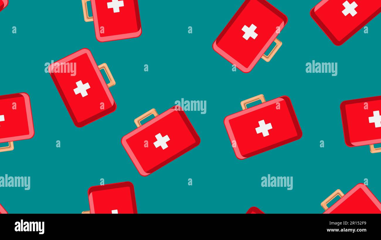 Seamless pattern texture of red medical pharmaceptic first aid kits ...