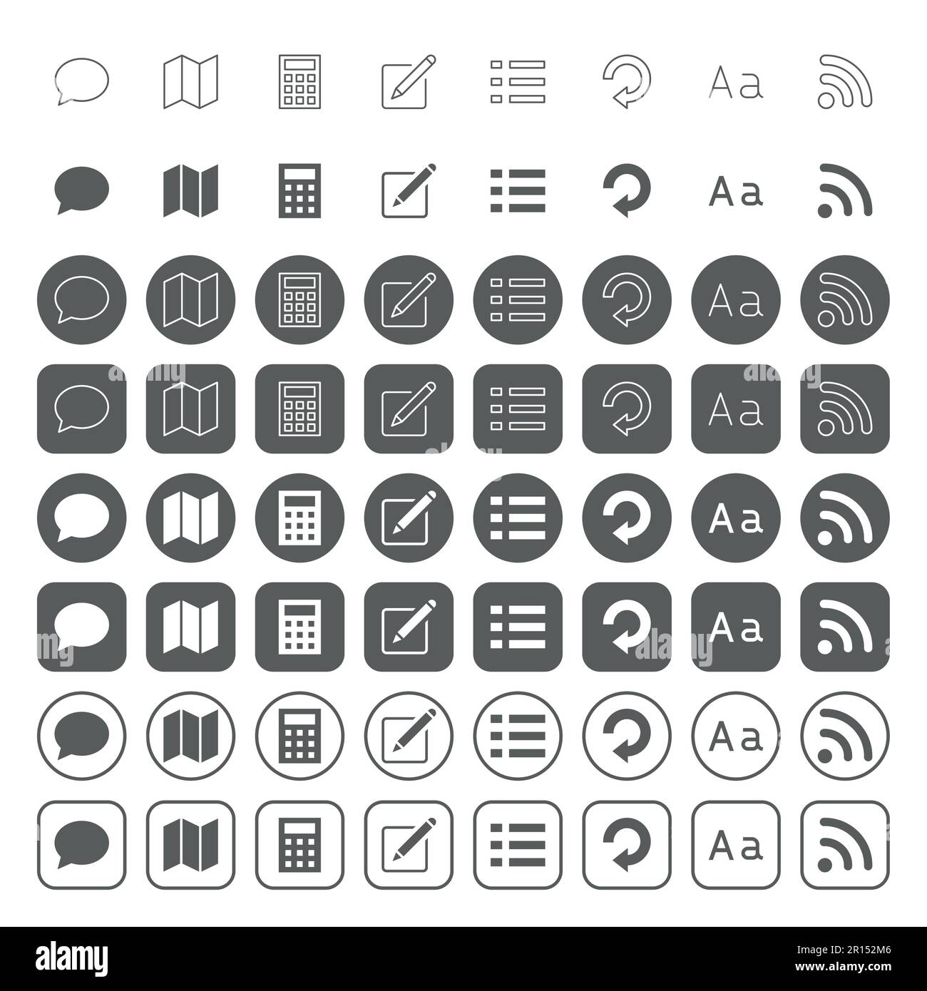 Set Of Mobile App Icons Black And White Vector User Cut Out Stock Images And Pictures Alamy
