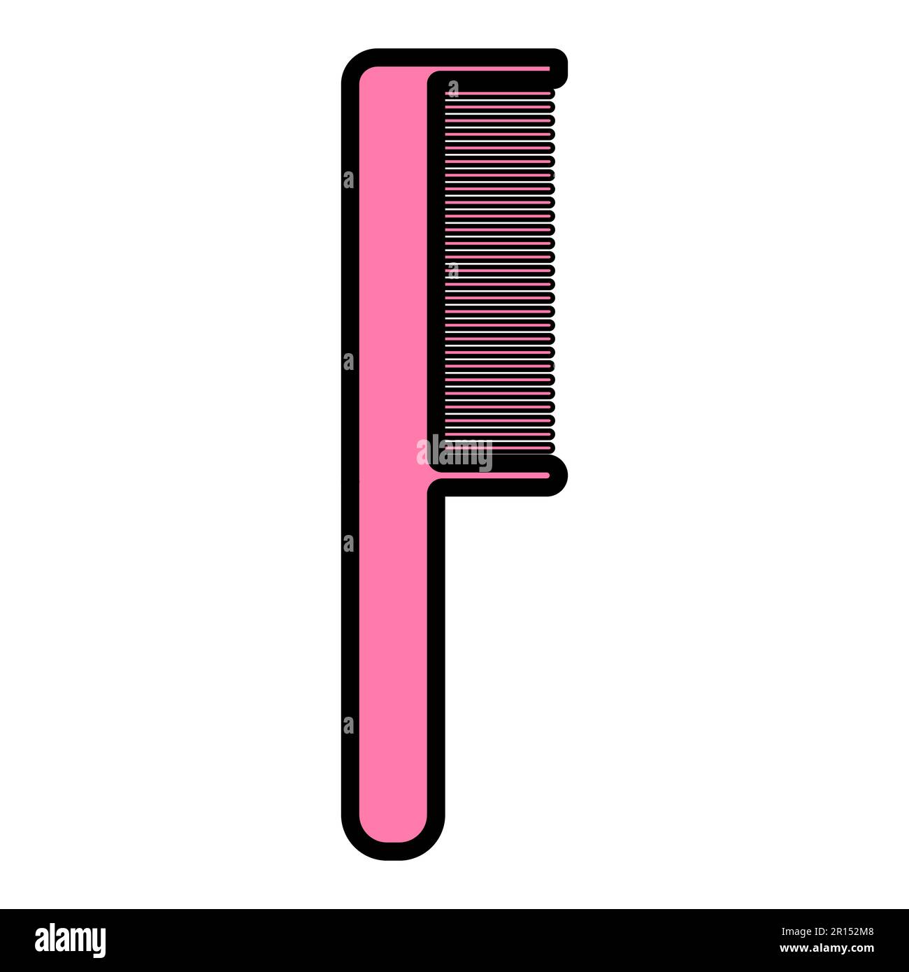 Flat pink icon is a simple linear fashionable glamorous comb with a pen ...