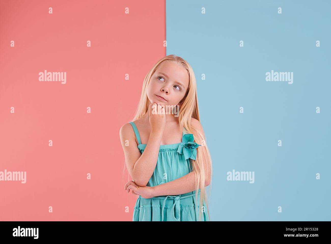 Hmmm, what to do next....A cute little girl against a colorful two tone ...