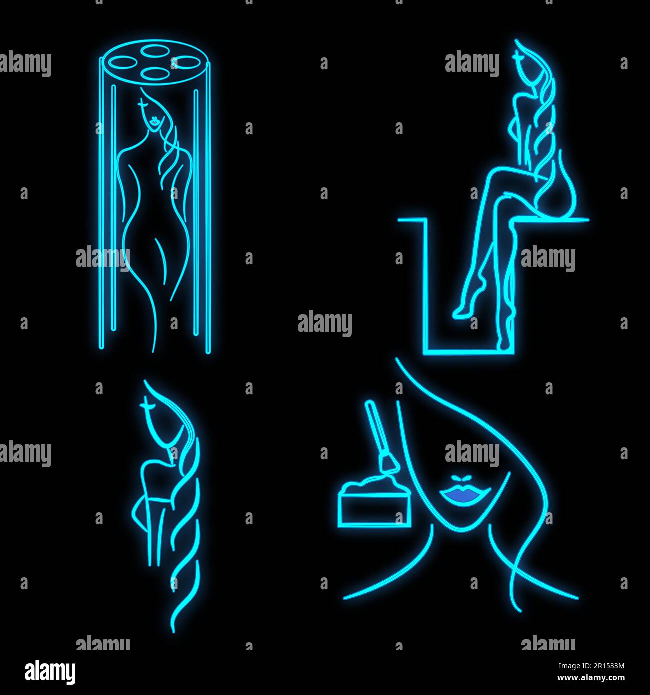 Neon skincare beauty woman Stock Vector Images - Alamy