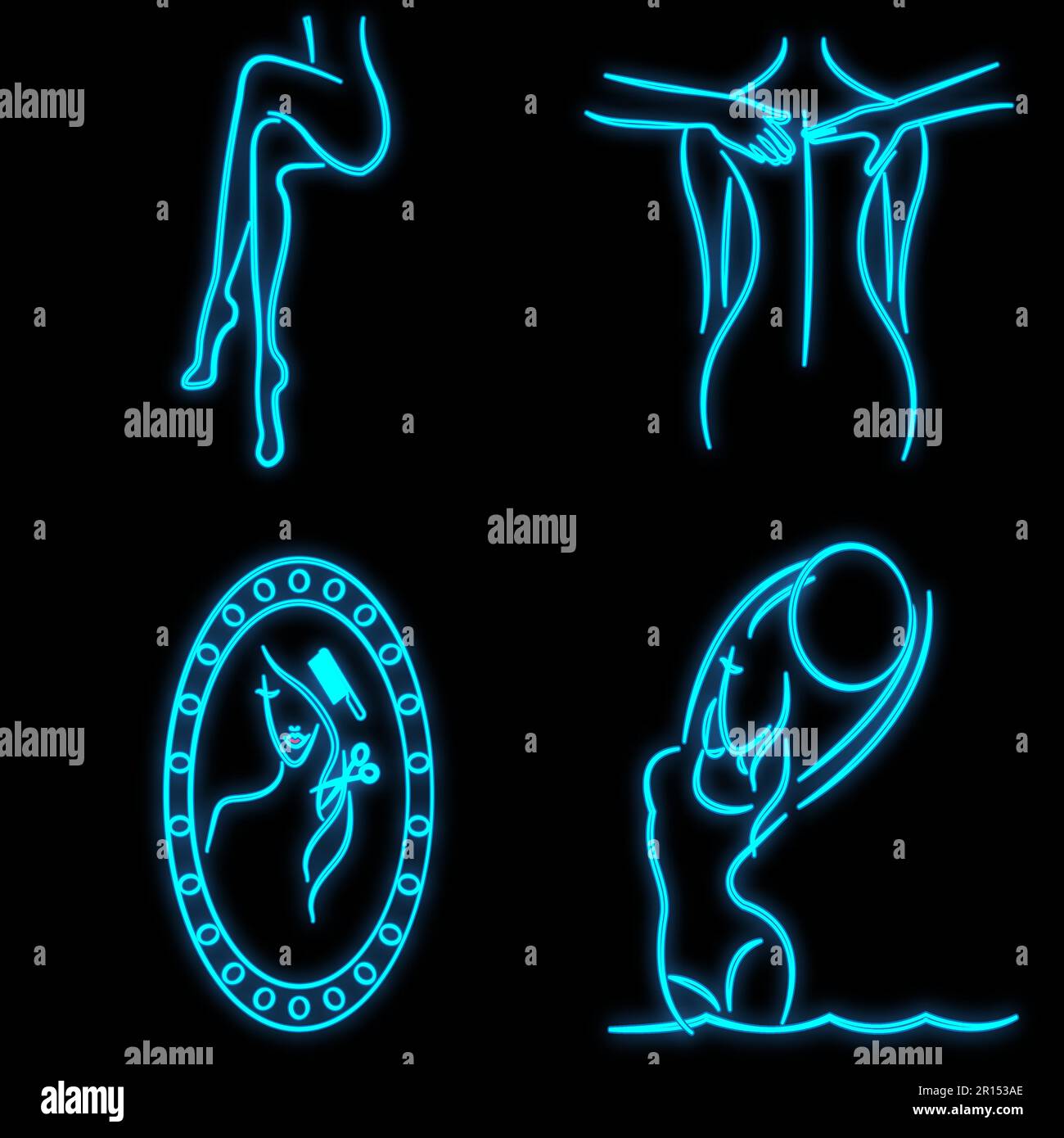 Neon light beauty spa woman Stock Vector Images - Alamy