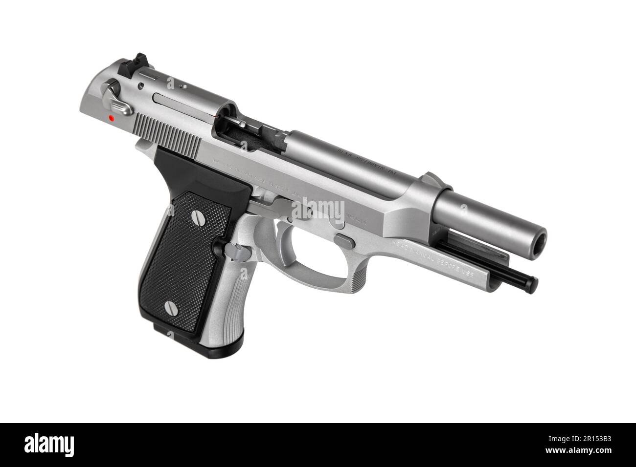 Modern semi-automatic silver pistol. Armament for the army and police ...