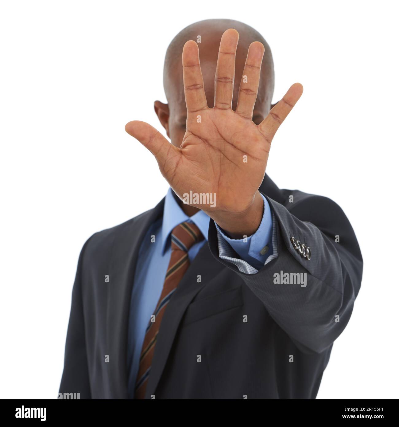 Businessman blocking camera hand hi-res stock photography and images ...