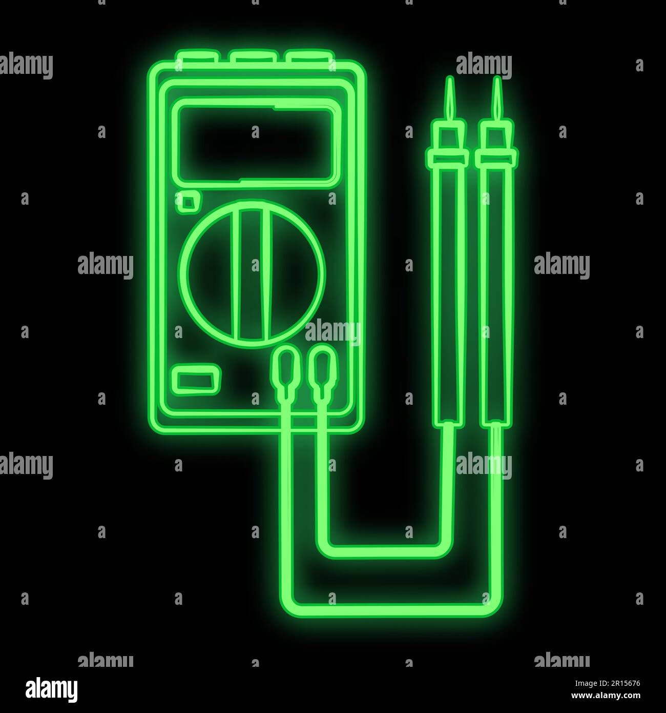 Bright luminous green industrial digital neon sign for shop service ...