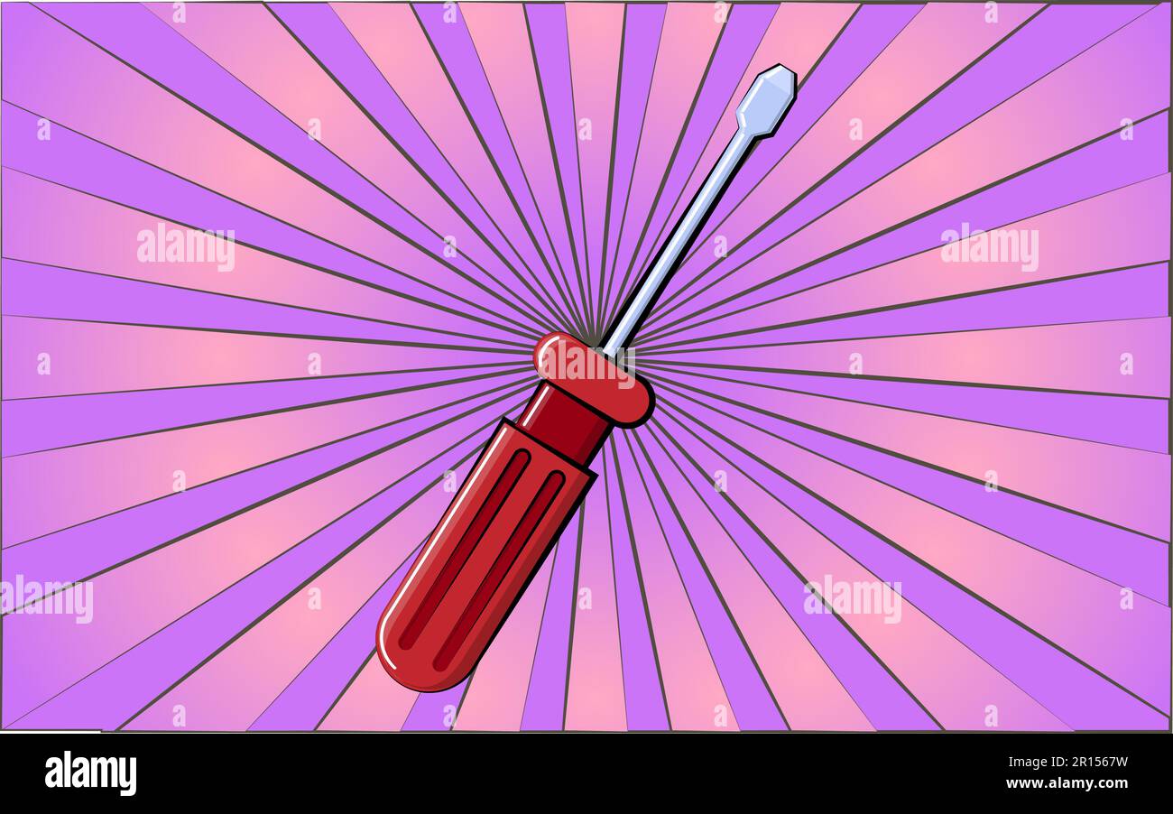 Construction repair tool red hand screwdriver on a background of ...