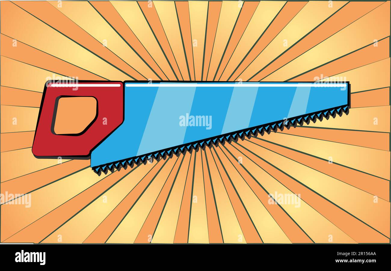 Construction repair tool metal hand saw on a background of abstract ...