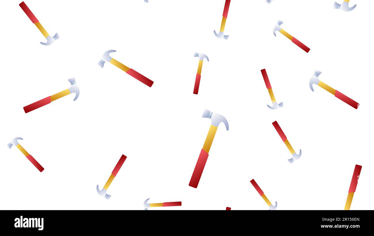 Seamless pattern with cartoon hammer on white background. Building ...
