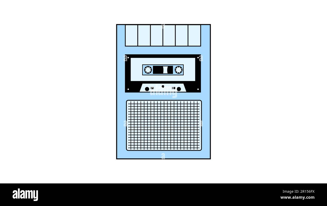 Old retro vintage hipster voice recorder with music audio tape cassette ...