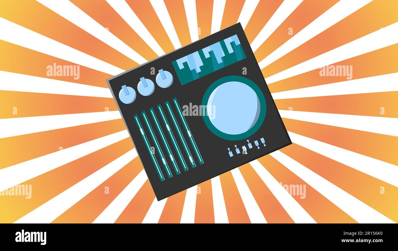 Old retro vintage audio music equipment vinyl dj board with sliders and ...