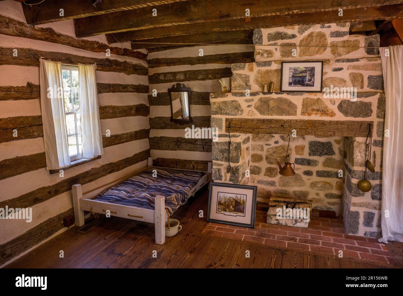The interior of the historic Thomas Isaac log cabin in Ellicott City, a ...