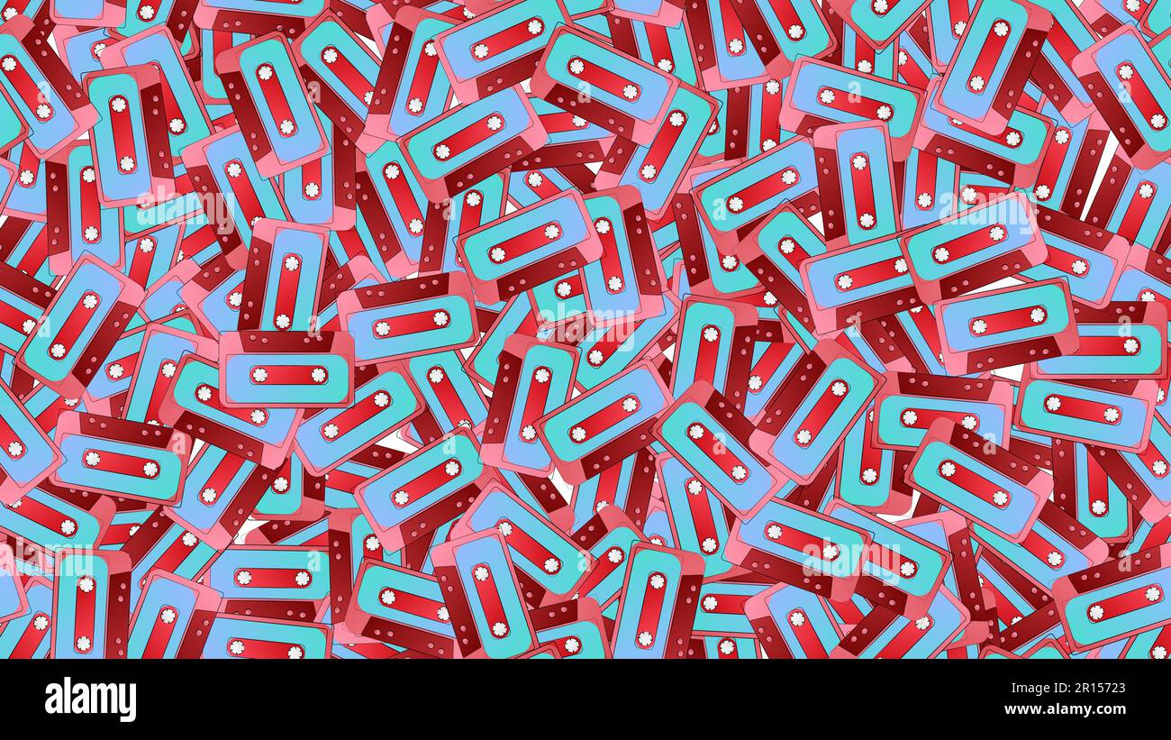 Seamless pattern of retro old hipster musical audio cassettes texture ...
