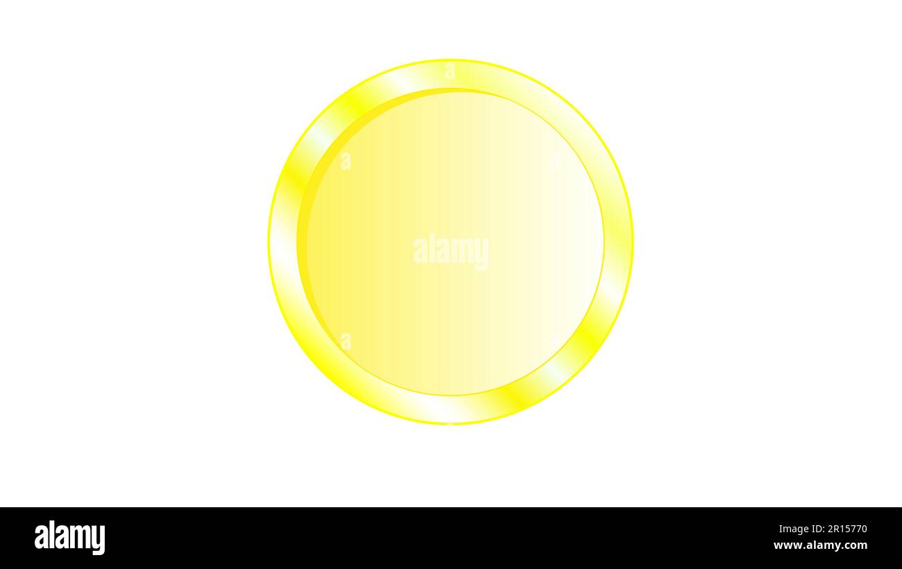 Gold metal beautiful iridescent yellow coin with voluminous edges ...