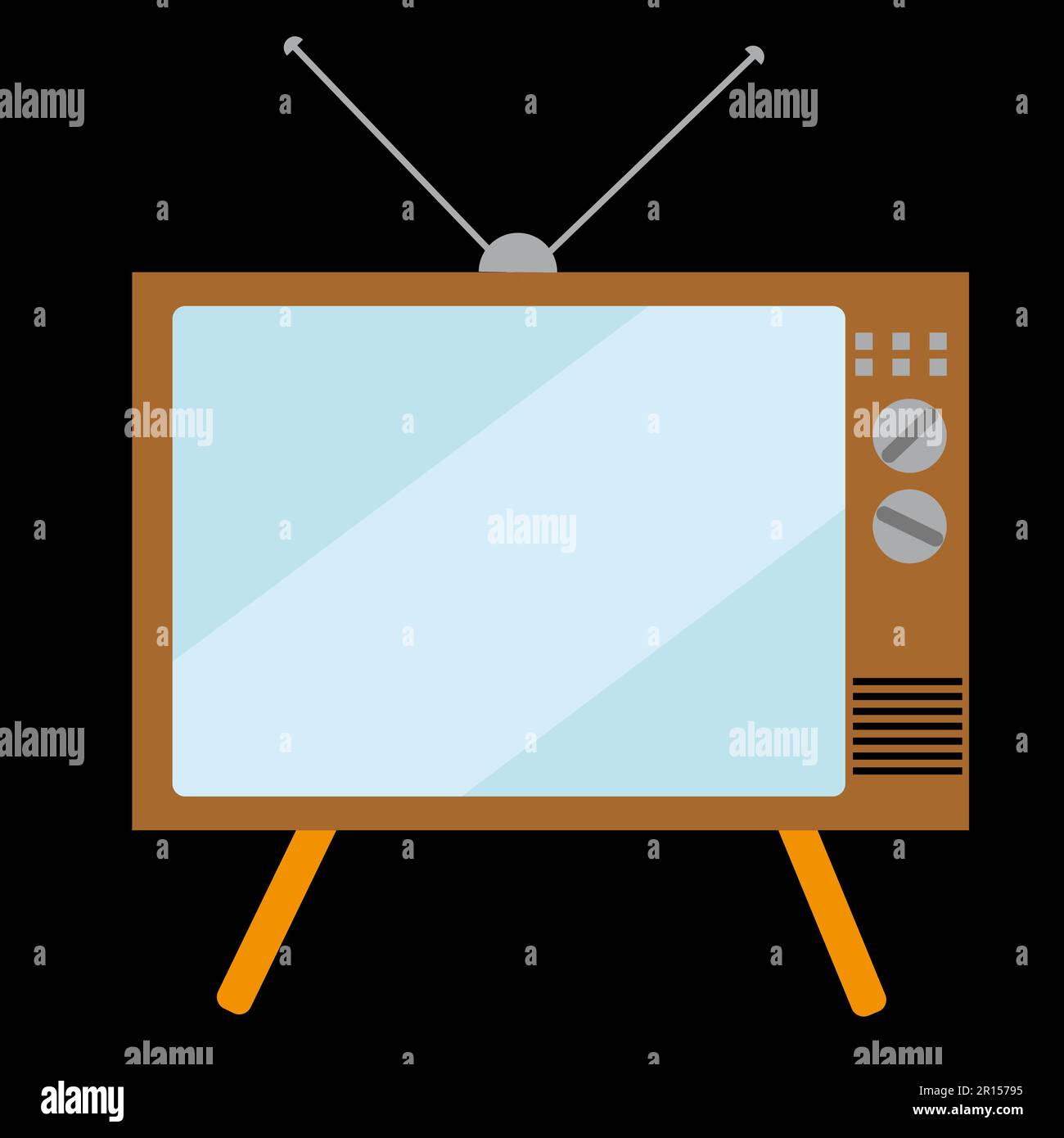 Old, rectangular, retro, vintage, hipster TV with a convex kinescope ...