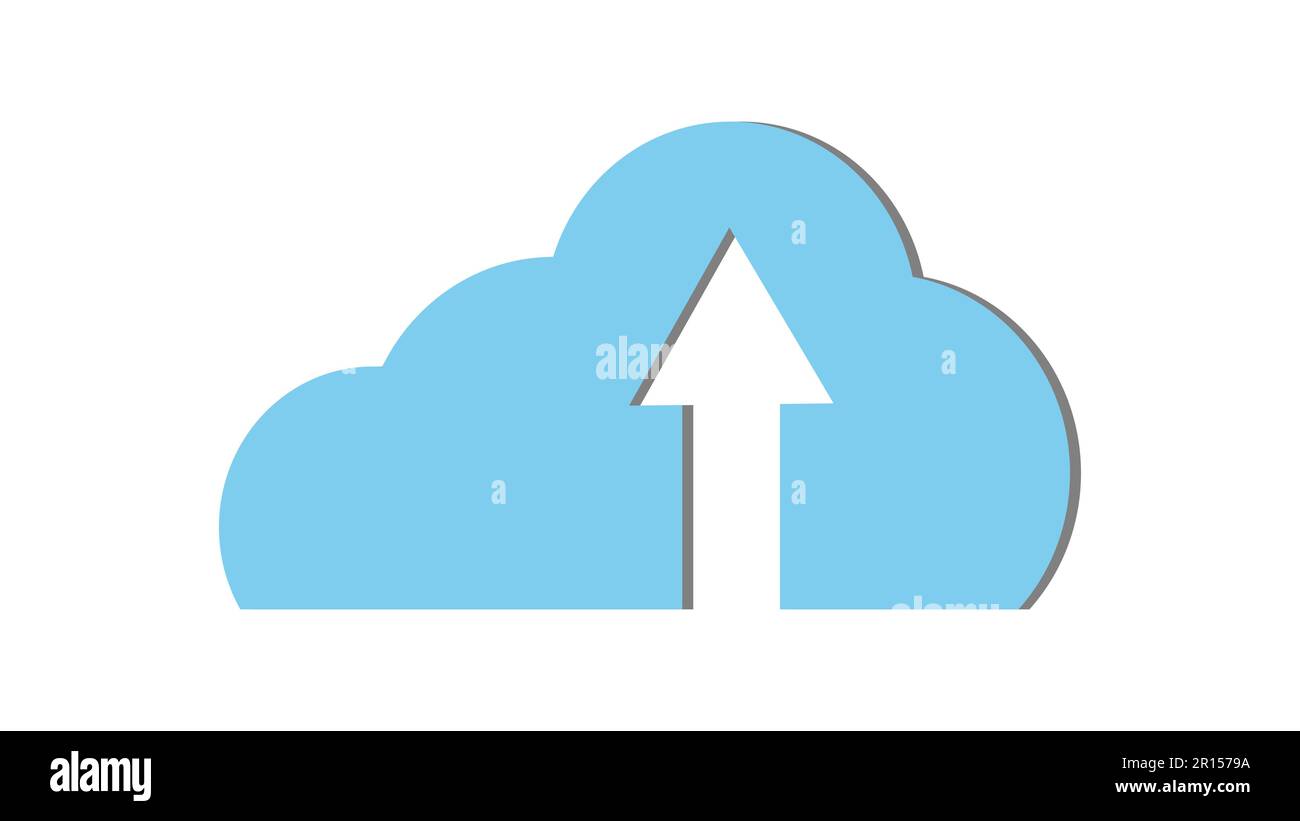 Blue beautiful simple digital cloud icon with download arrow. Concept ...