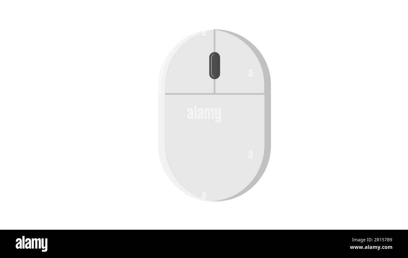 Vector illustration of a white flat icon digital wireless computer mouse with buttons and wheel ...