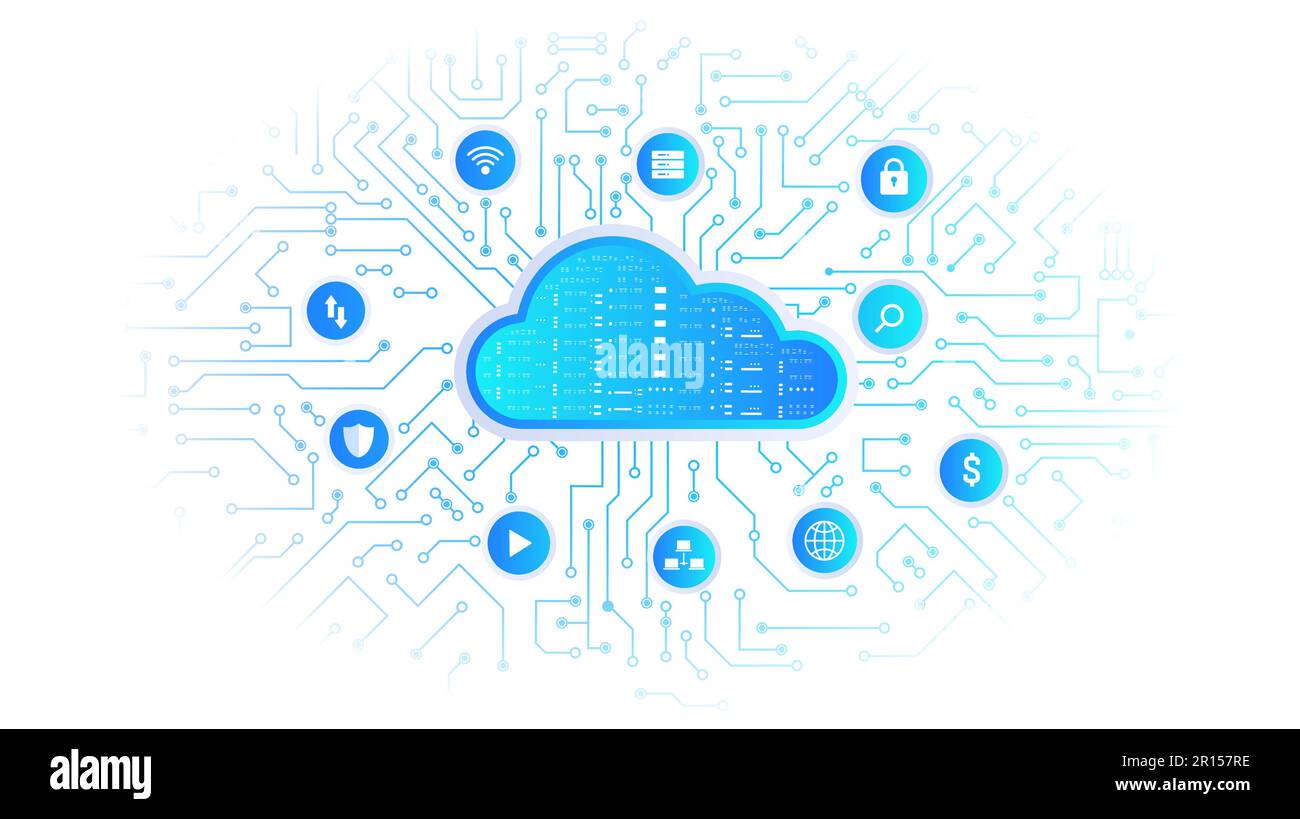 Cloud data technology white banner Stock Vector Image & Art - Alamy