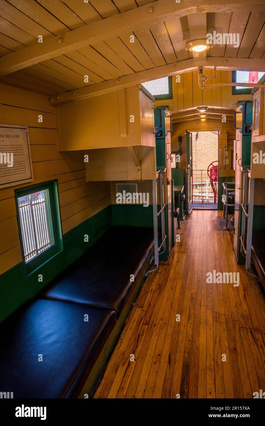 The interior of a caboose at the historic Baltimore and Ohio Ellicott ...