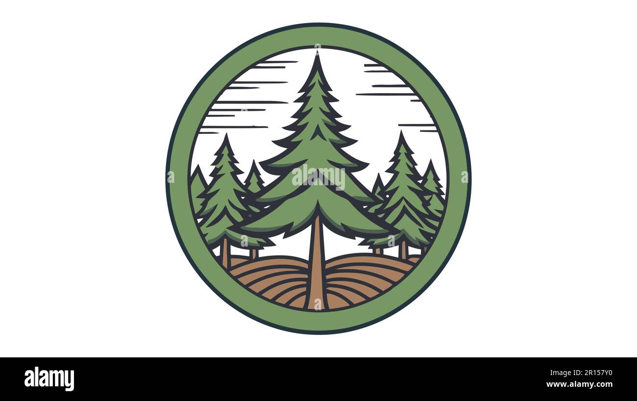 Forest logo. Vector illustration isolated on white background Stock ...