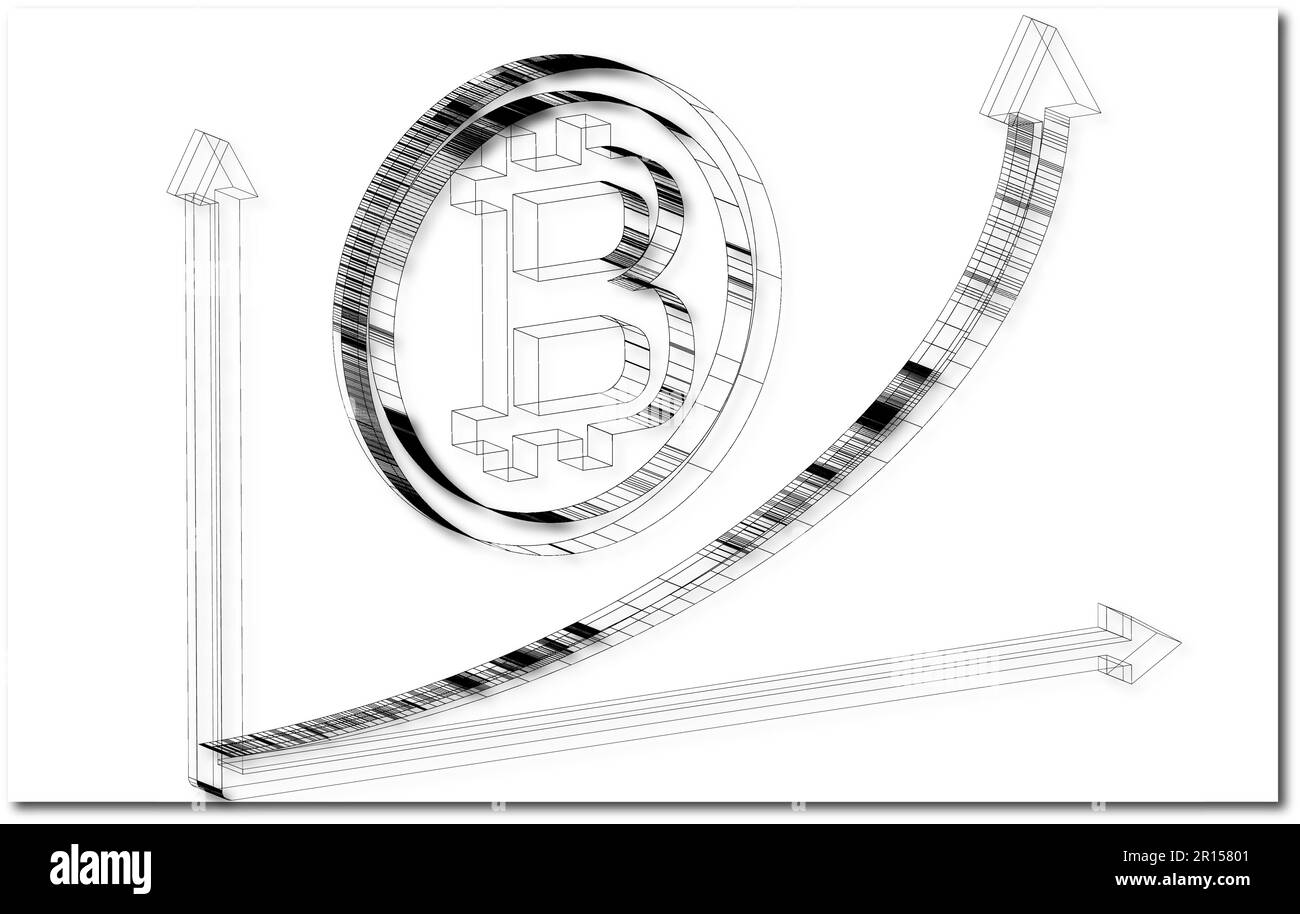 A growing black and white transparent bitcoin growth chart, bitcoin ...