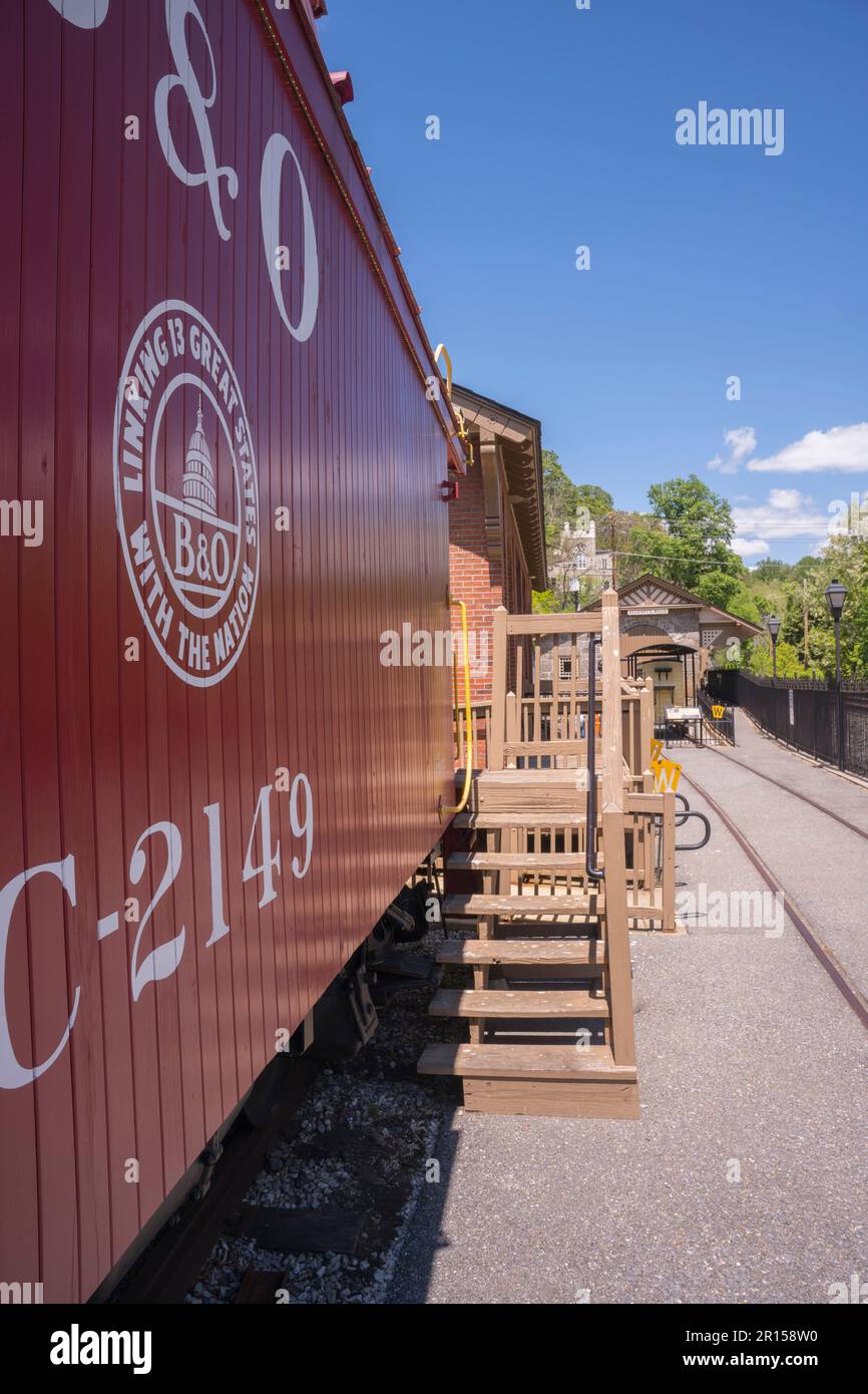 A caboose at the historic Baltimore and Ohio Ellicott City Station ...